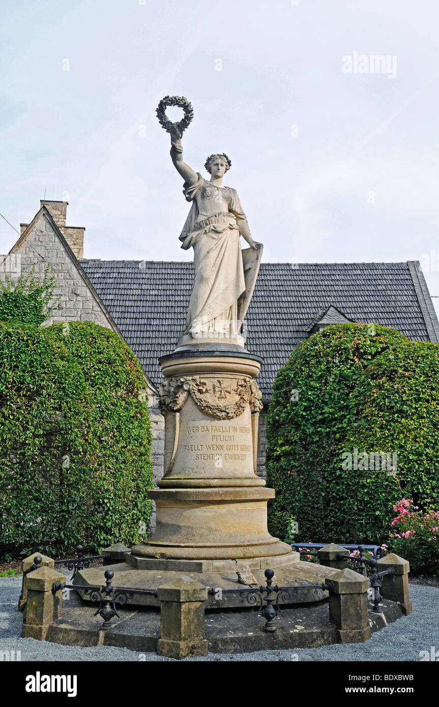 War memorial, Victory Column, Victoria, laurel wreath, Korbach, Hesse ...