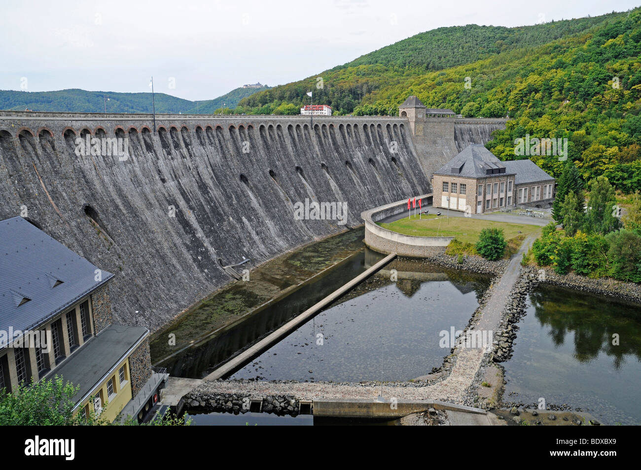 Dam, Edersee lake, Eder reservoir, power plant Hemfurth, Waldeck, Hesse ...