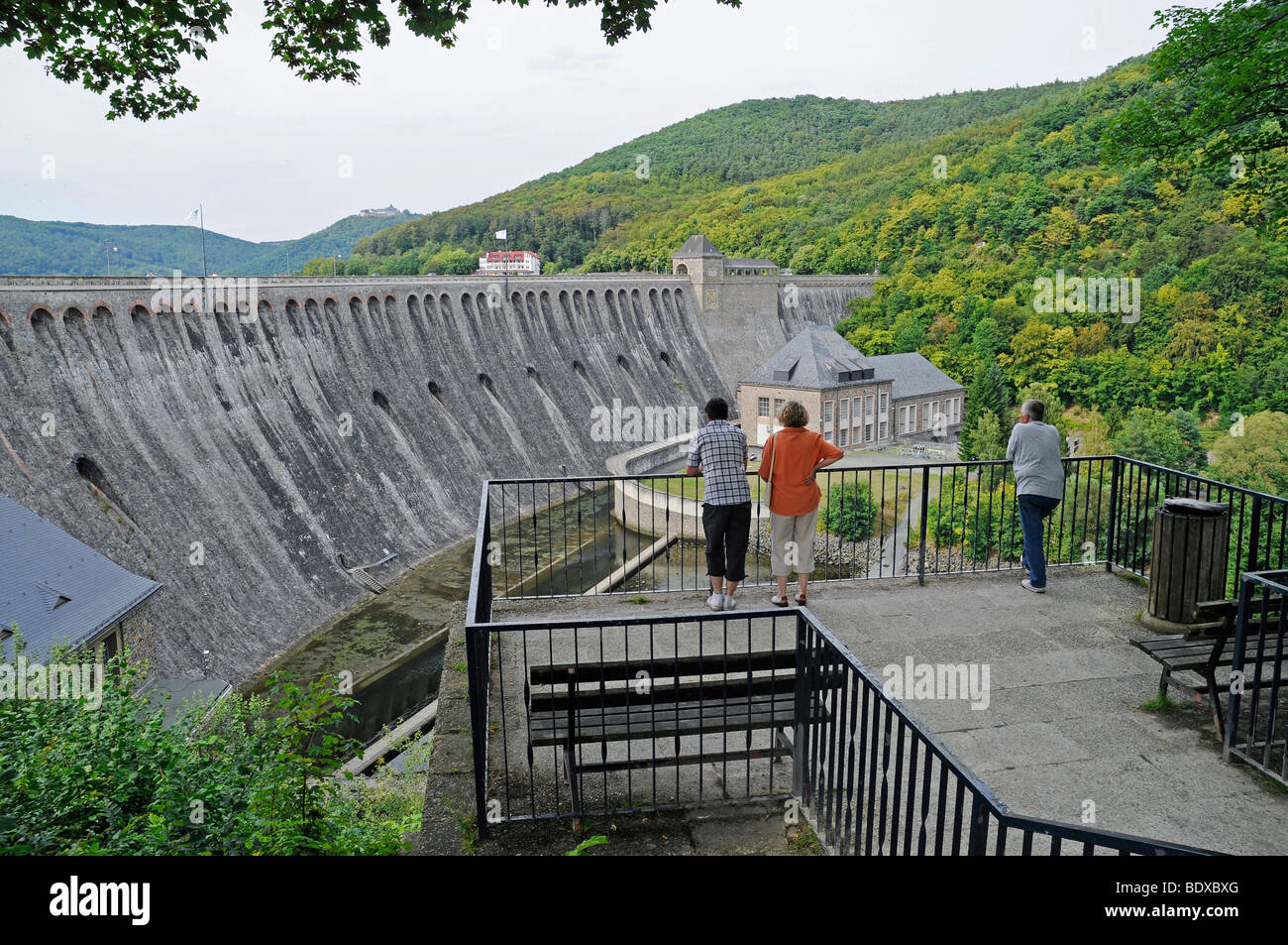 Dam, Edersee lake, Eder reservoir, power plant Hemfurth, Waldeck, Hesse ...