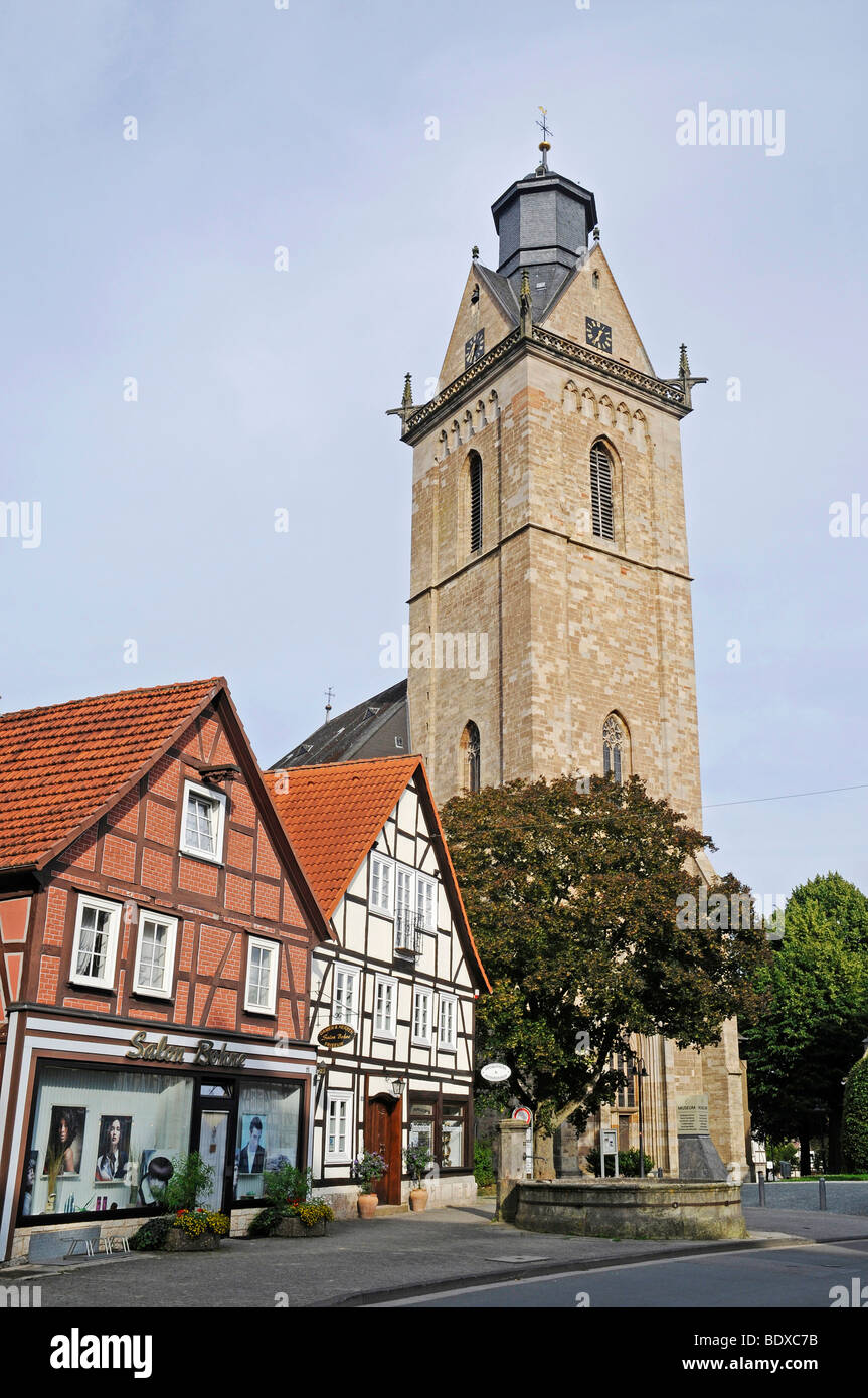 St Kilian, Kilianskirche church, half-timbered houses, Korbach, Hesse ...