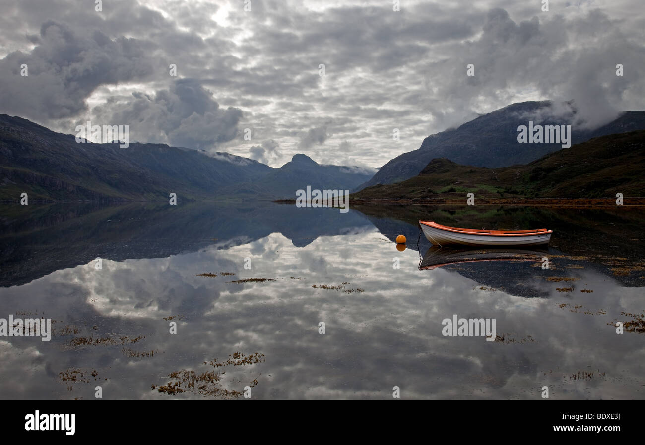 The calm after the storm at Loch Glencoul, Unapool, by Kylesku, Assynt ...