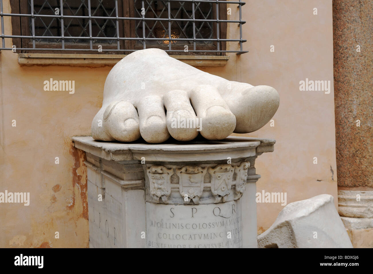 Colossal marble foot, part of a statue, Capitoline Museums, Rome, Italy ...