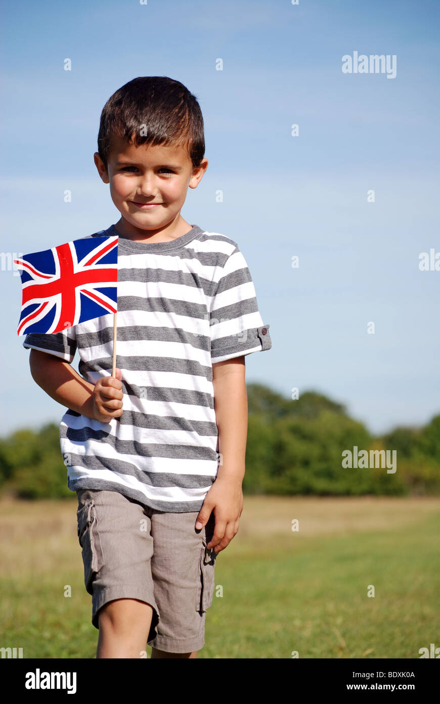 Young boy holding a Union Jack flag Stock Photo - Alamy