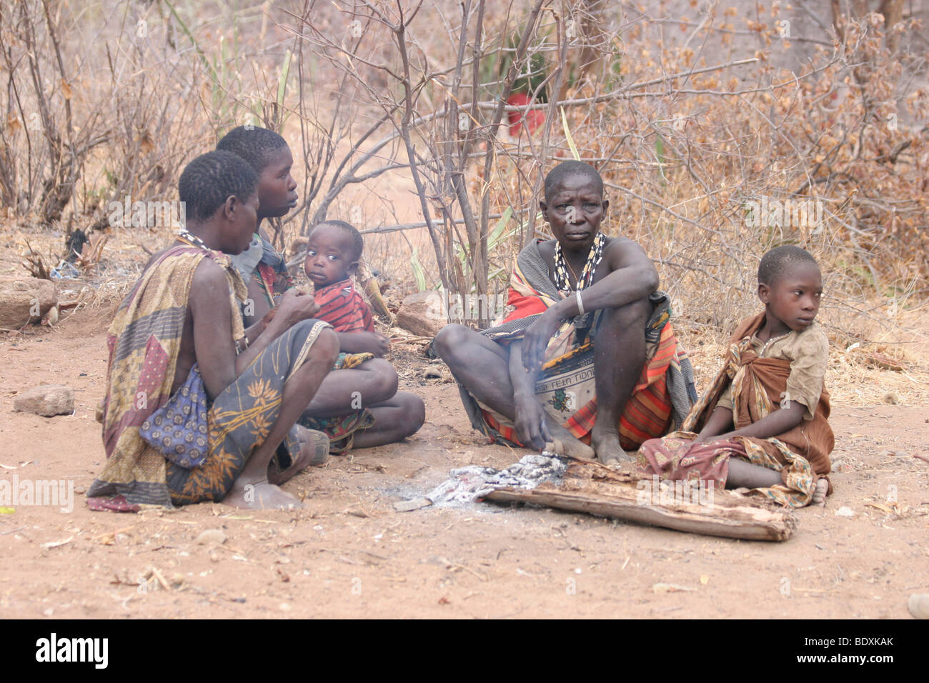Africa, Tanzania, Lake Eyasi, A group of Hadza woman in traditional ...