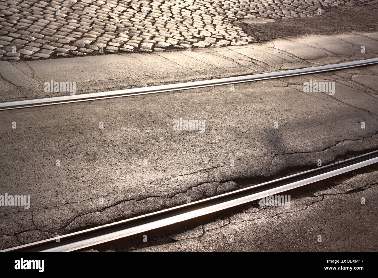 Broken tram tracks hi-res stock photography and images - Alamy