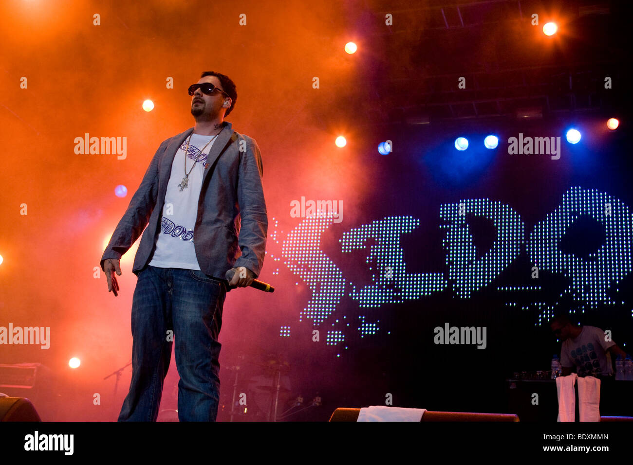 German rapper Sido live at the Heitere Open Air festival in Zofingen ...