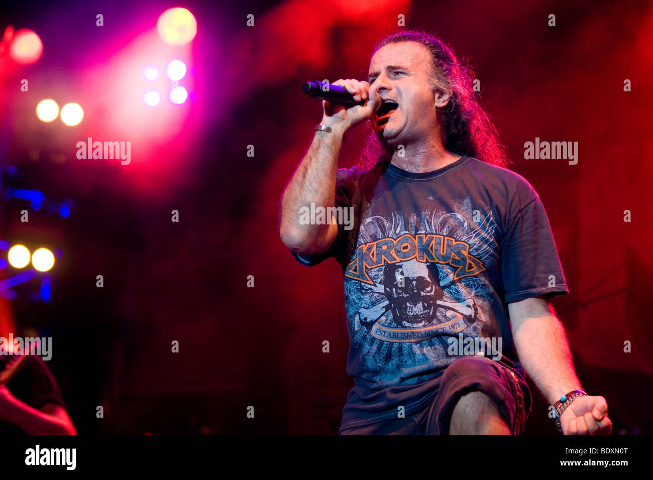Singer and frontman Marc Storace of the Swiss rock band Krokus live in ...