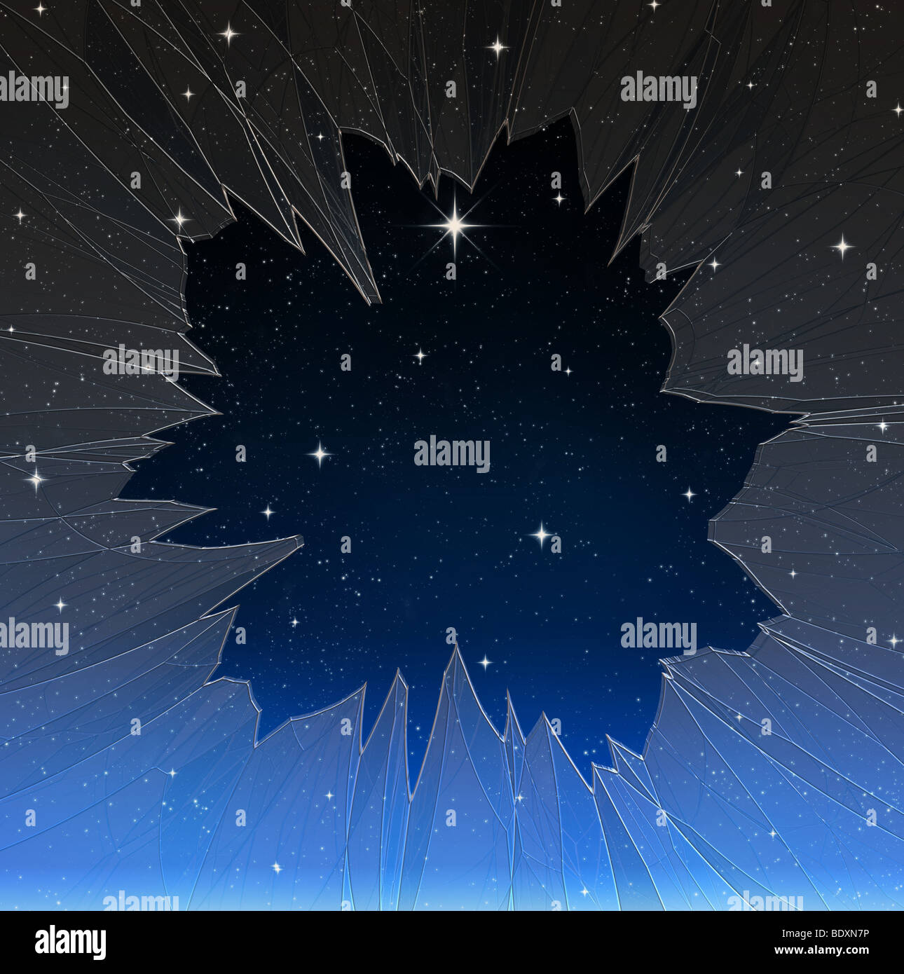 a single bright wishing star stands out from all the rest through a ...