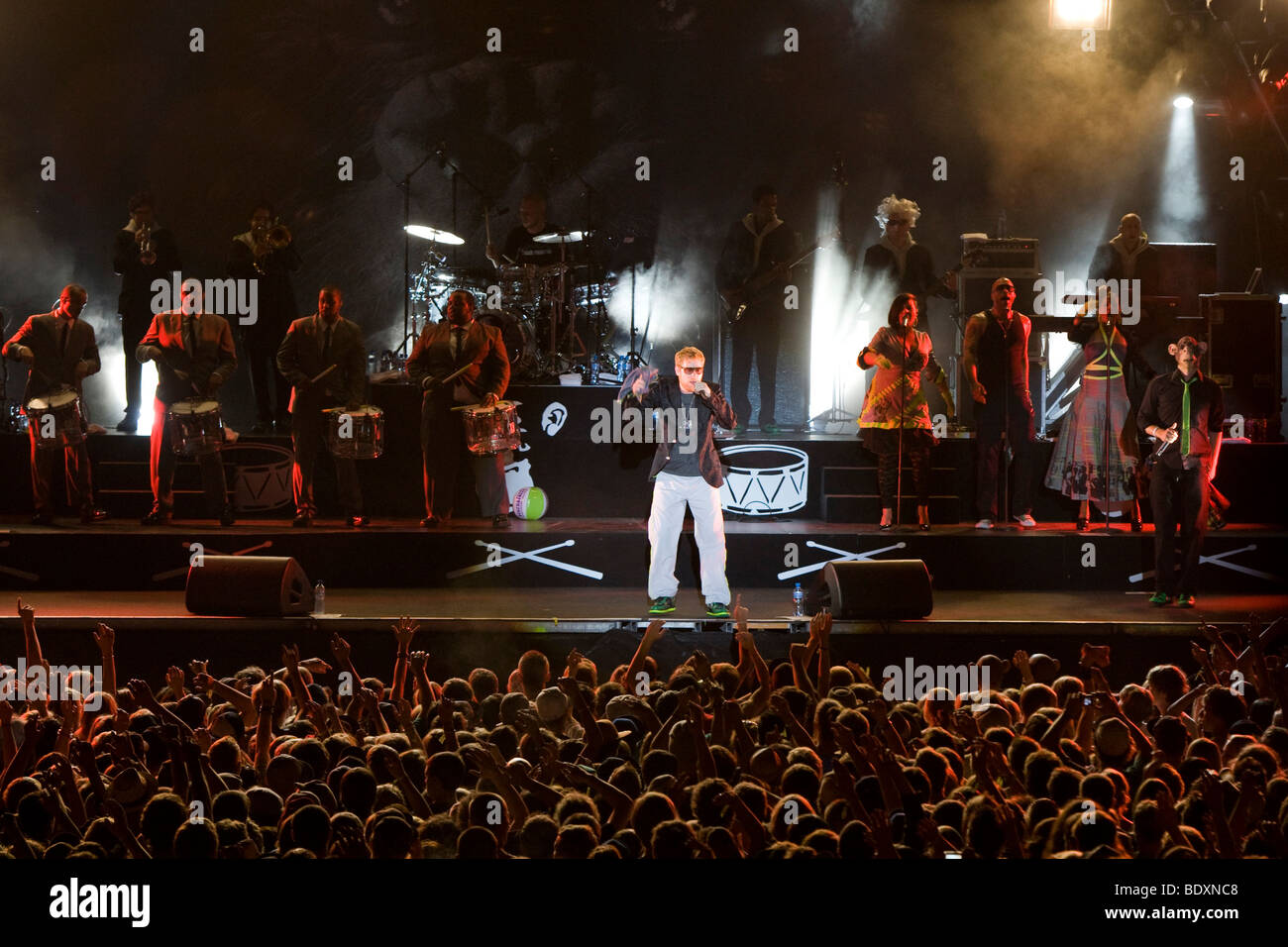 The German reggae and hip hop singer Peter Fox live at the Heitere Open ...