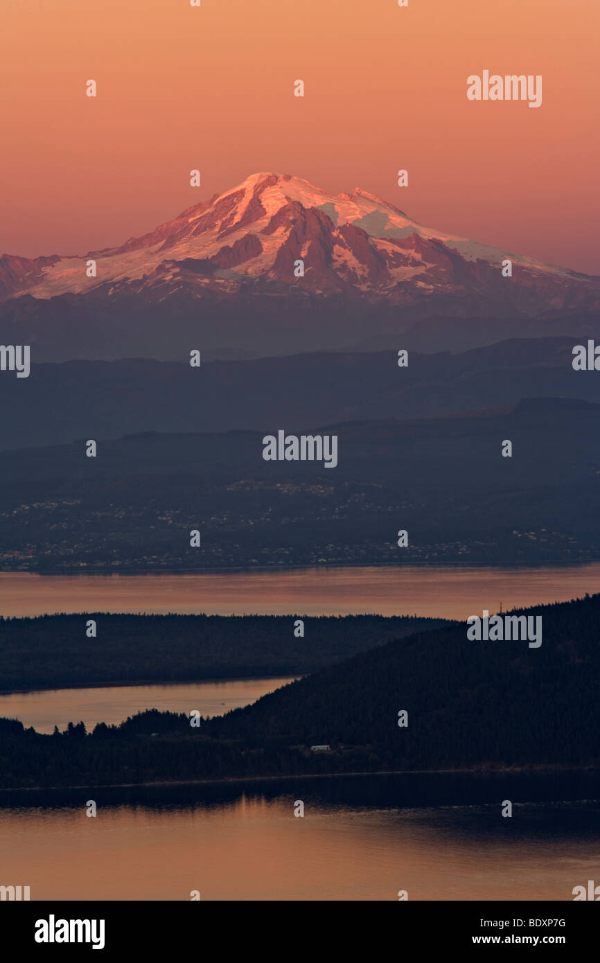 Puget Sound with Mt. Baker at sunset Stock Photo - Alamy