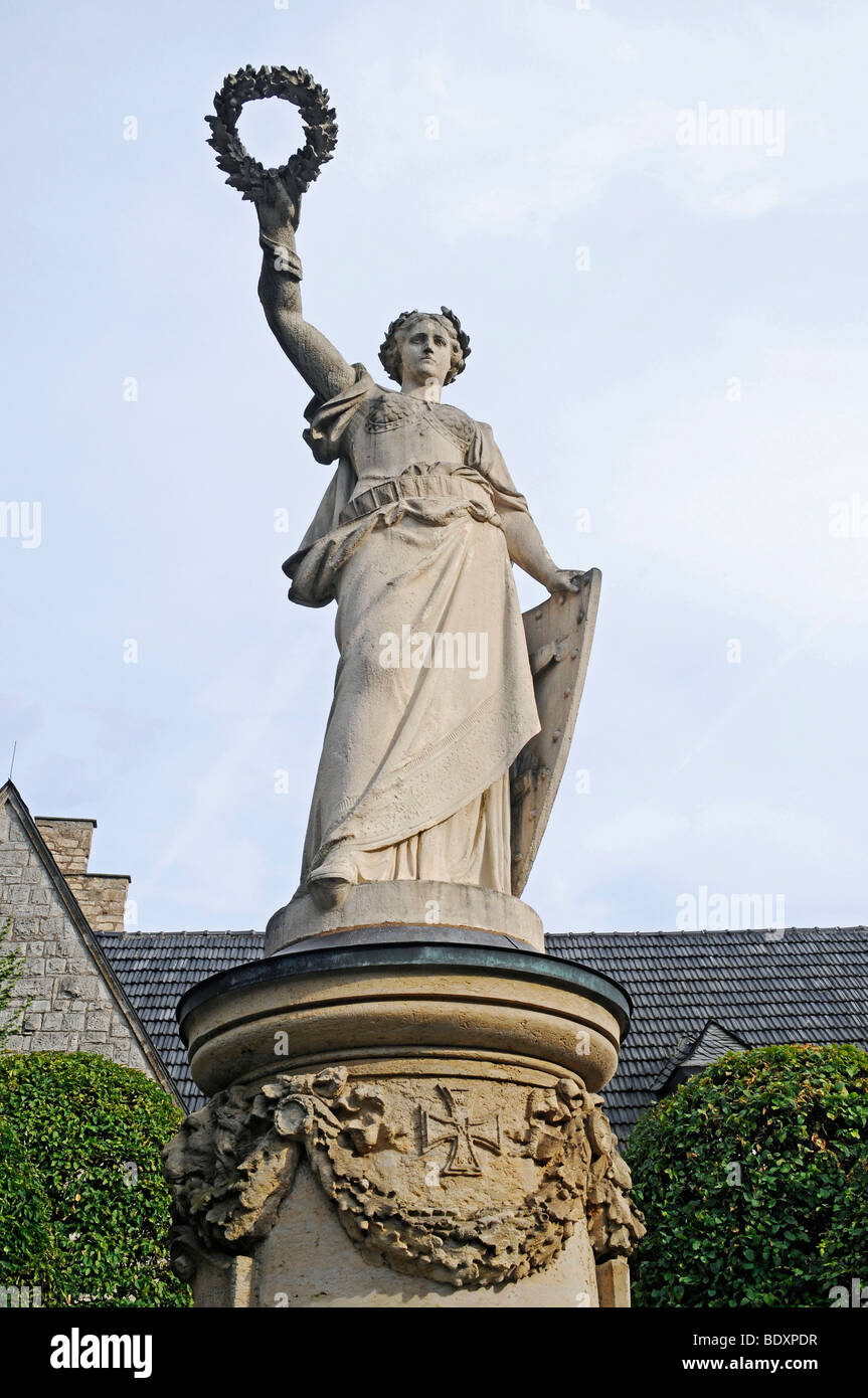 War memorial, Victory Column, Victoria, laurel wreath, Korbach, Hesse ...