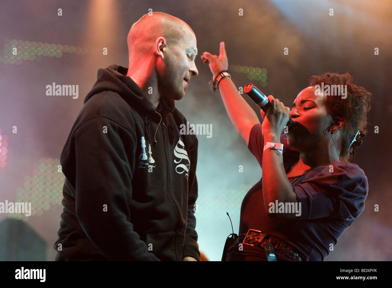 The Swiss rapper Andres Andrekson aka Stress live at the Heitere Open ...