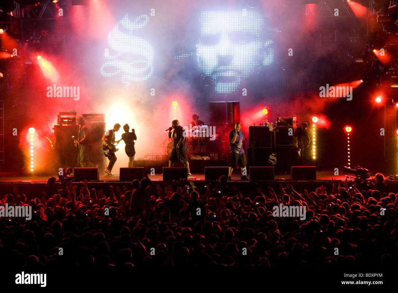 The Swiss rapper Andres Andrekson aka Stress live at the Heitere Open ...