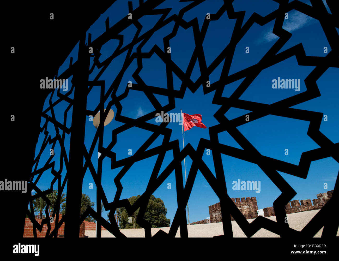 The ornate, gated entrance to Silves Castle in southern Portugal's ...