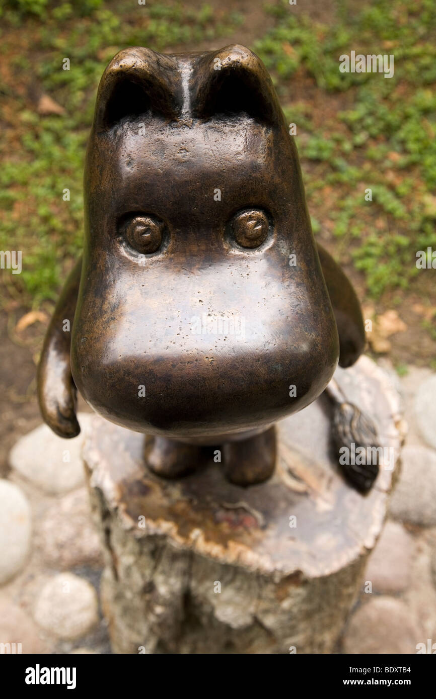 The statue of Moomintroll, one of the Moomin characters, outside of the ...