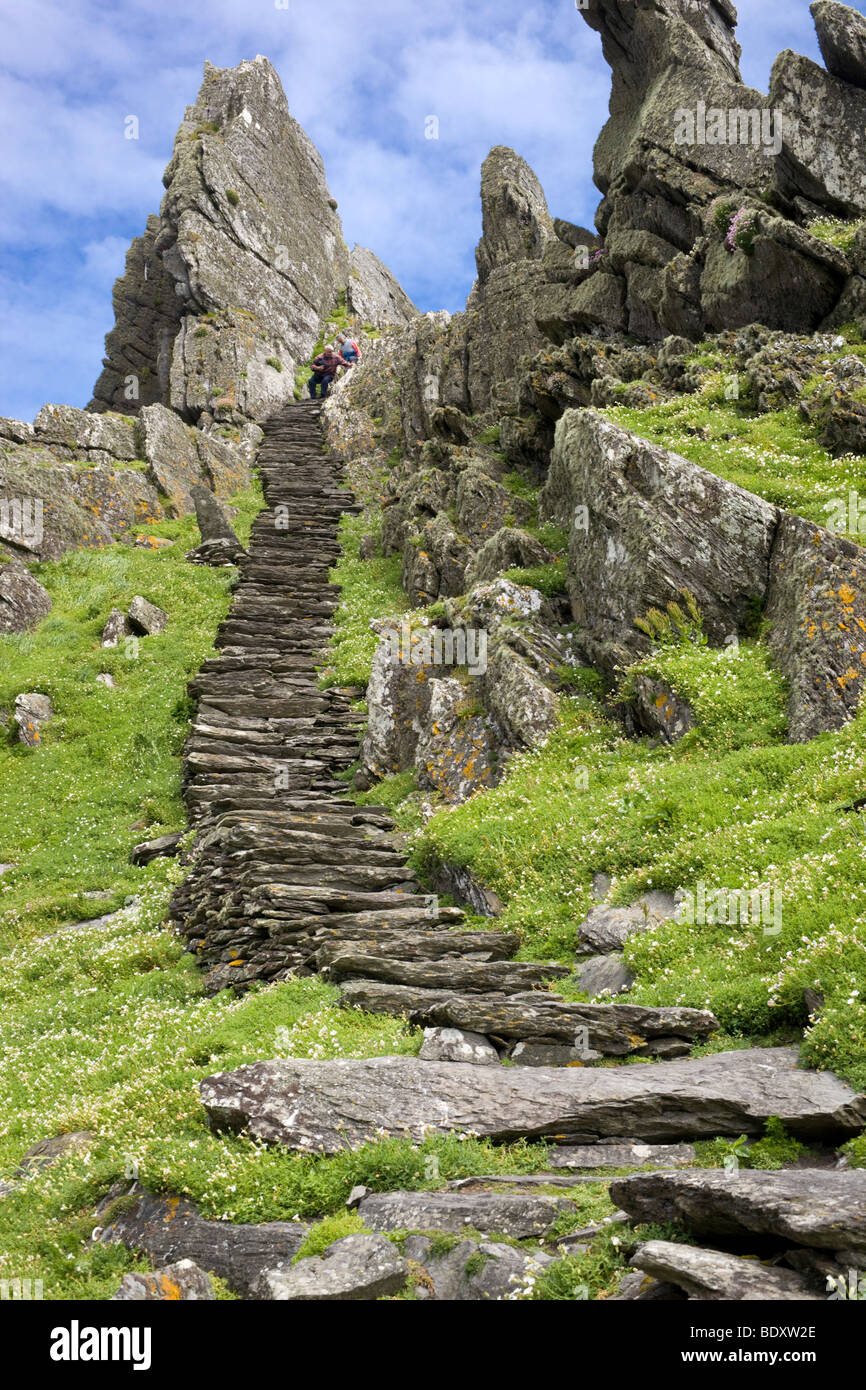 michael skellig; ireland; steps to former monestry Stock Photo - Alamy