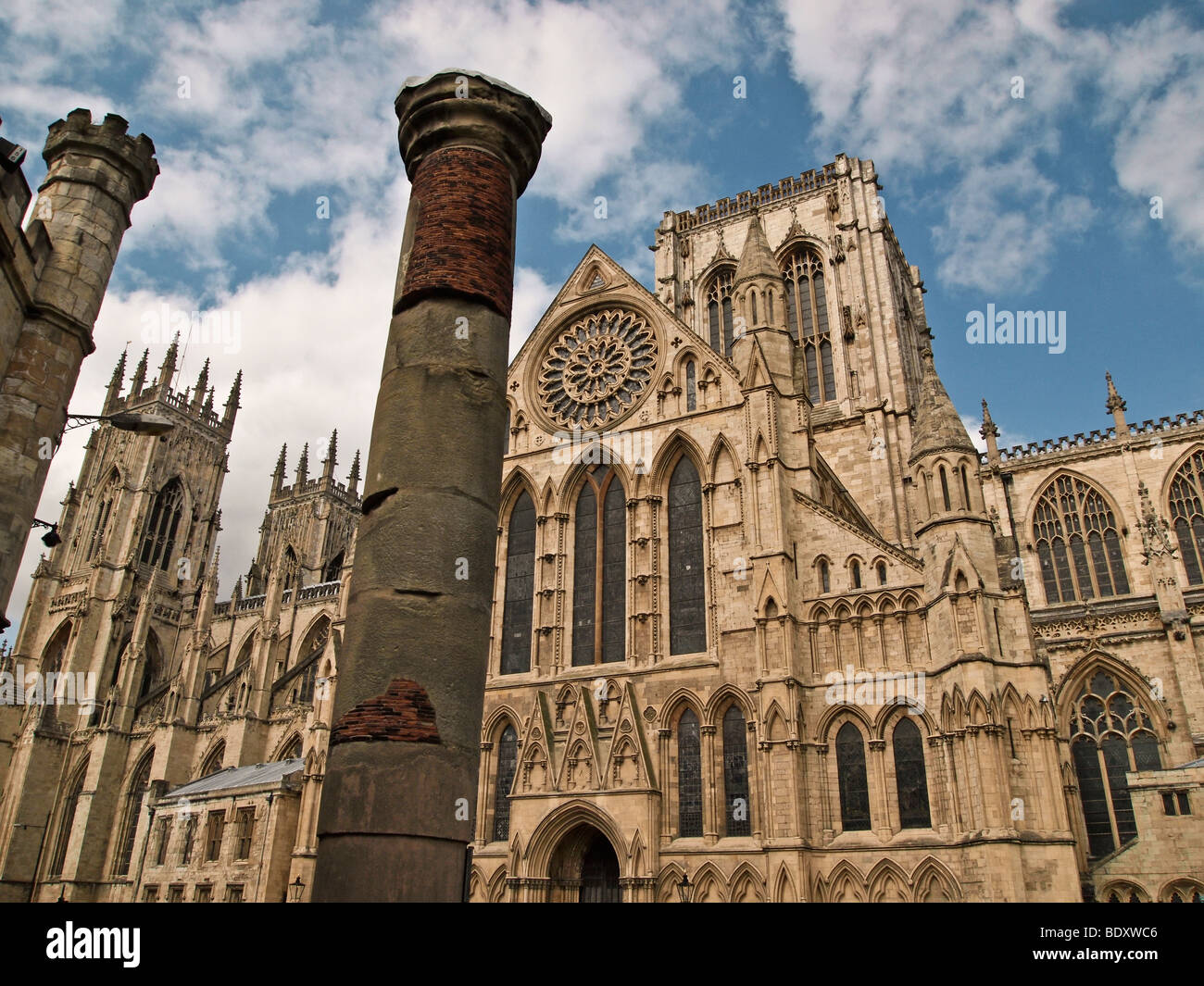 York Minster and Roman Column England UK Stock Photo - Alamy