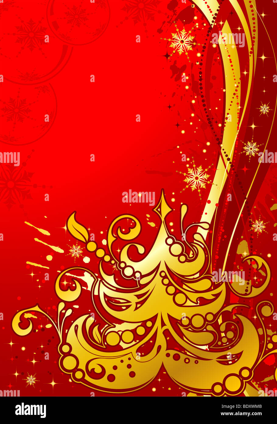 Christmas background with tree and wave pattern Stock Photo - Alamy