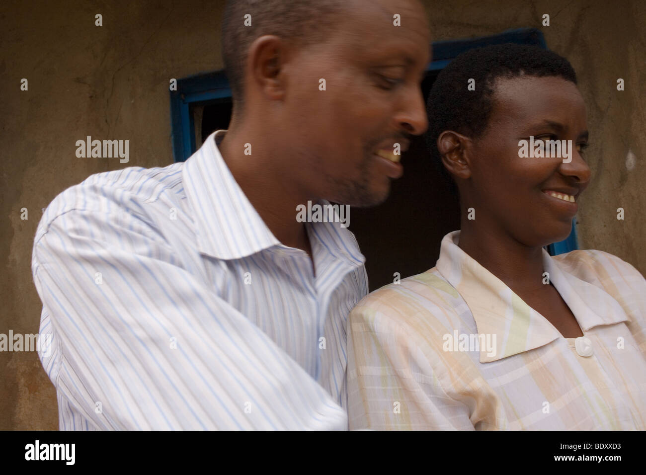 A Tutsi brother and sister in the Rwandan village where they live Stock ...