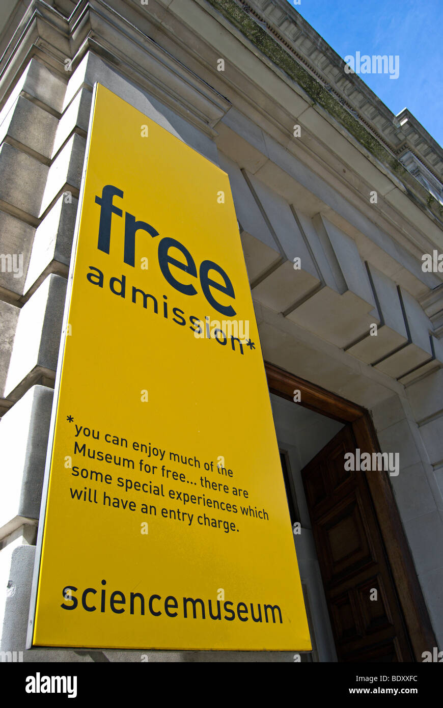 free admission banner at the london science museum, noting some ...