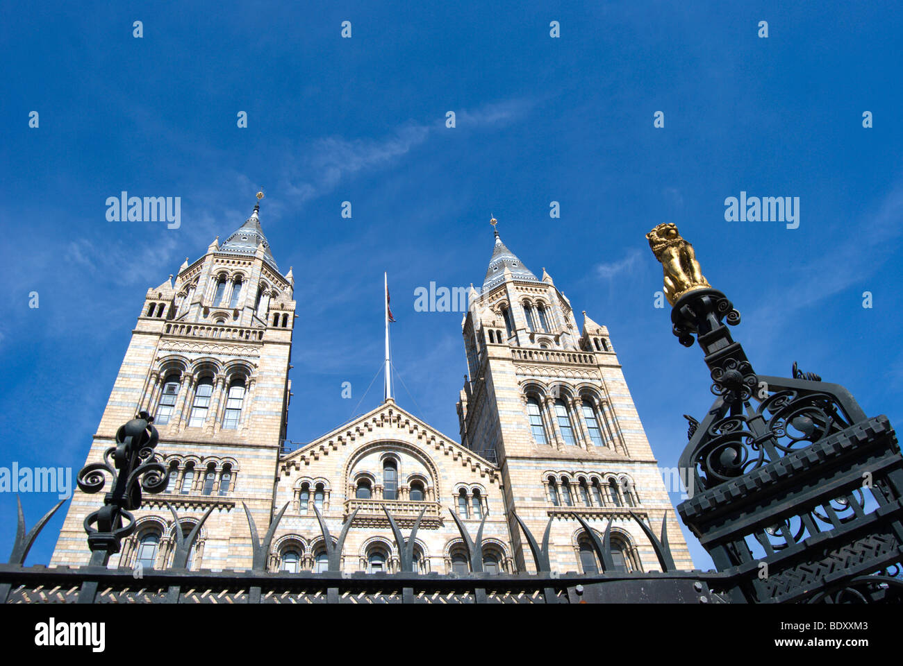 romanesque exterior, with 58 metre-high towers, of the natural history ...