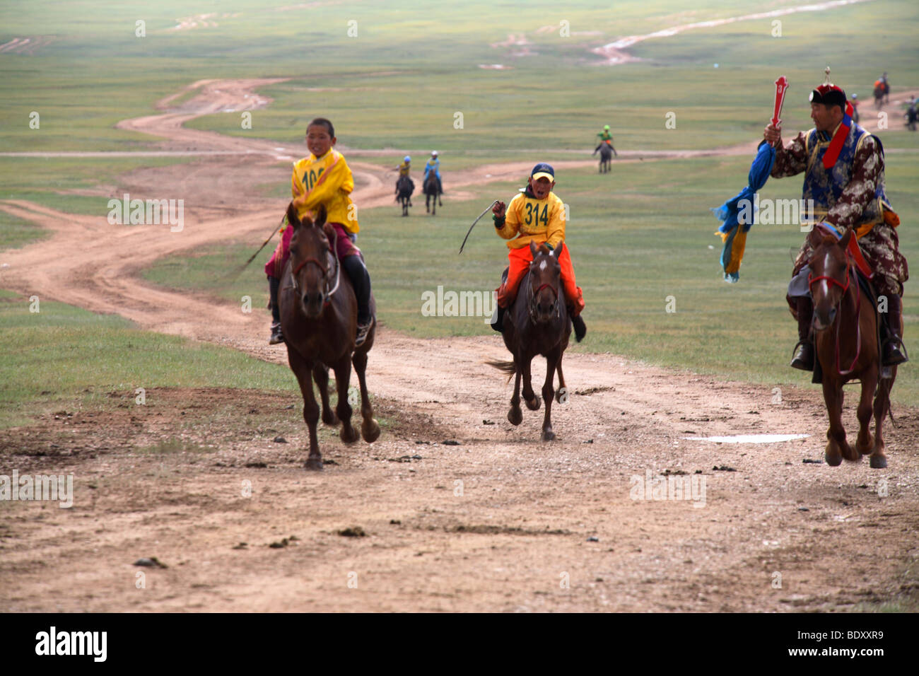 Horse racing at Naadam festival, Ulaanbaatar, Mongolia Stock Photo - Alamy
