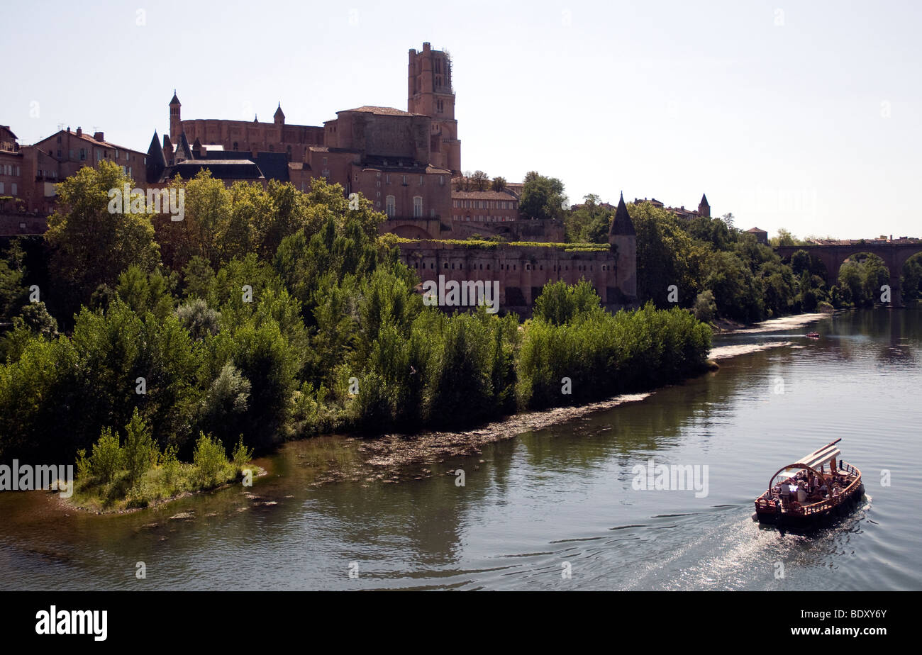 In Albi a view showing the city's vast Sainte-Cecile cathedral, the ...