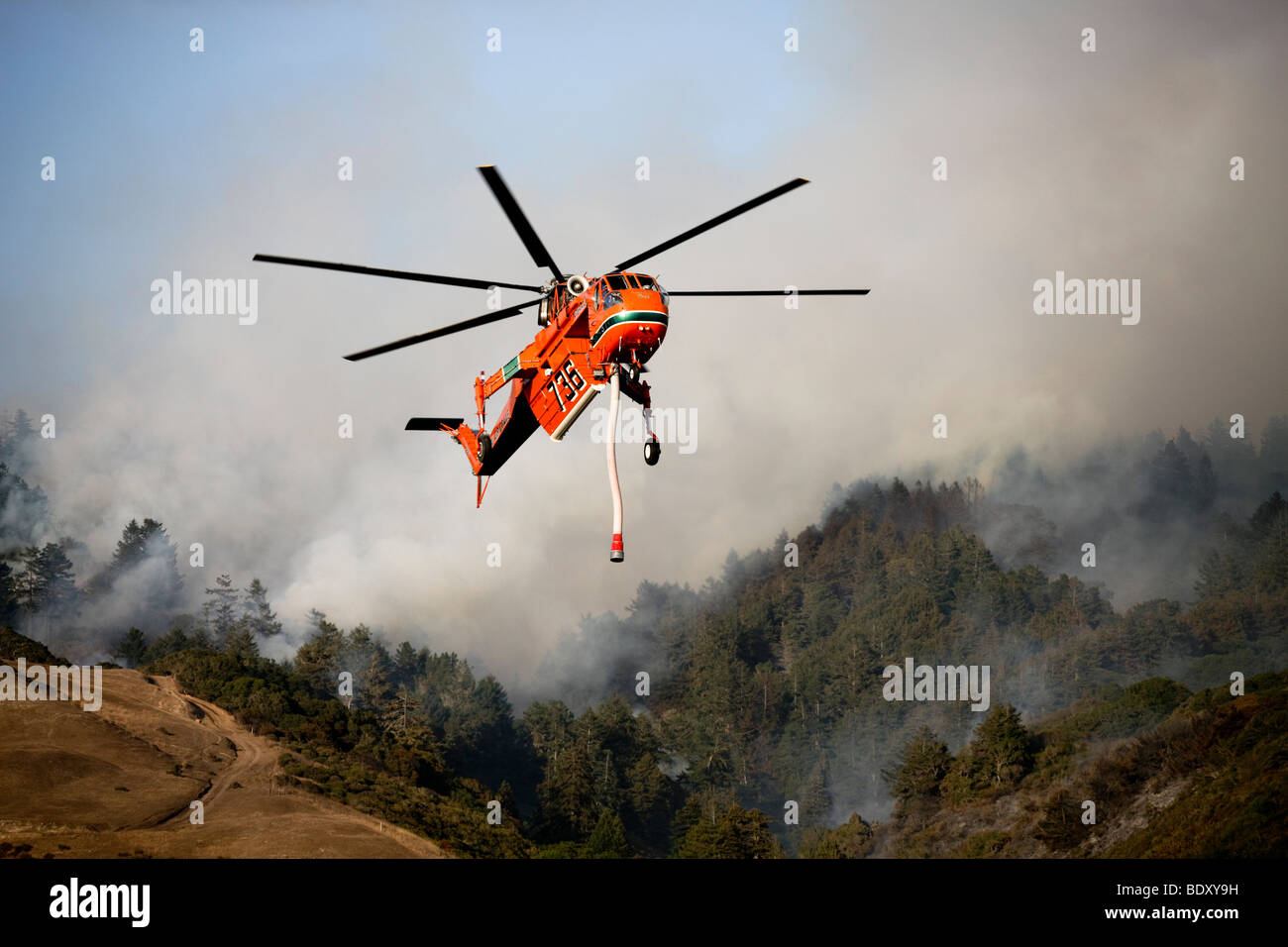 A California Department of Forestry water tanker helicopter ("air crane ...