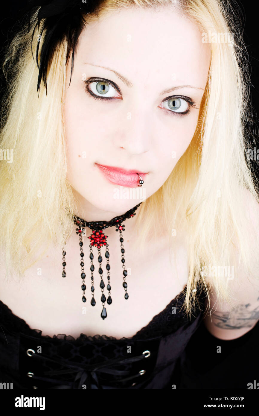 Woman, blond, Gothic, face, portrait Stock Photo - Alamy