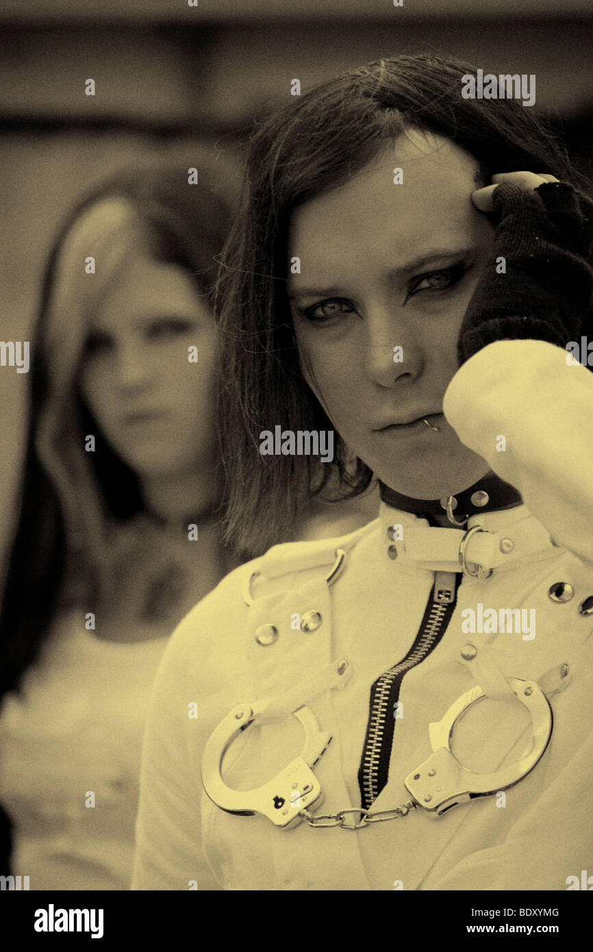 Couple, musicians, Gothic, Scandinavian, faces, portrait, retro Stock ...