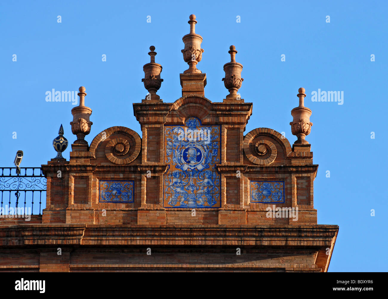 A typical gable with ornaments and tiles, Seville, Spain, Europe Stock ...