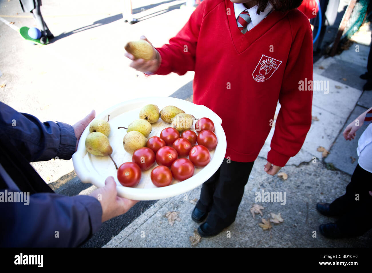School child choosing healthy snack Stock Photo - Alamy