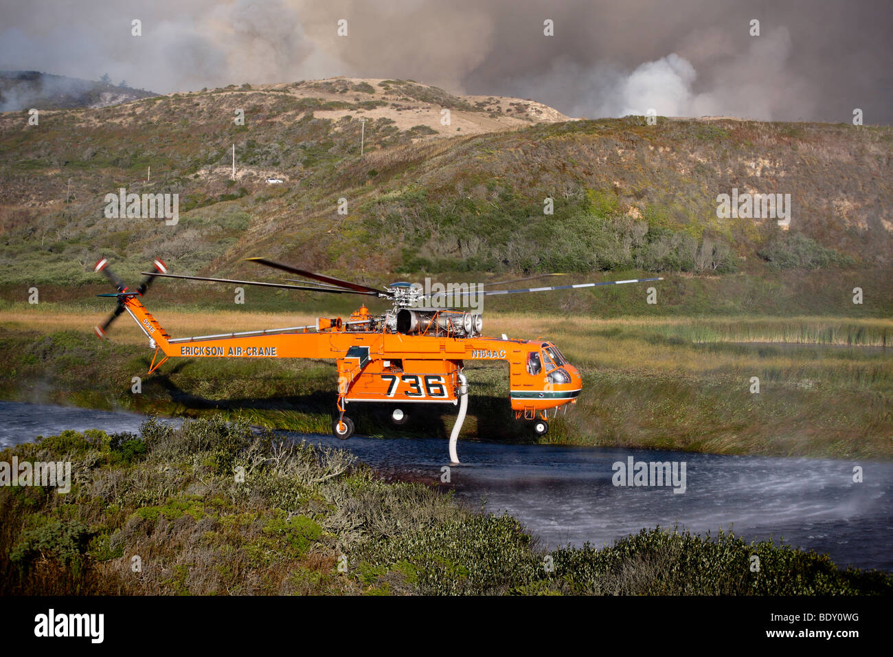 A California Department of Forestry water tanker helicopter ("air crane ...