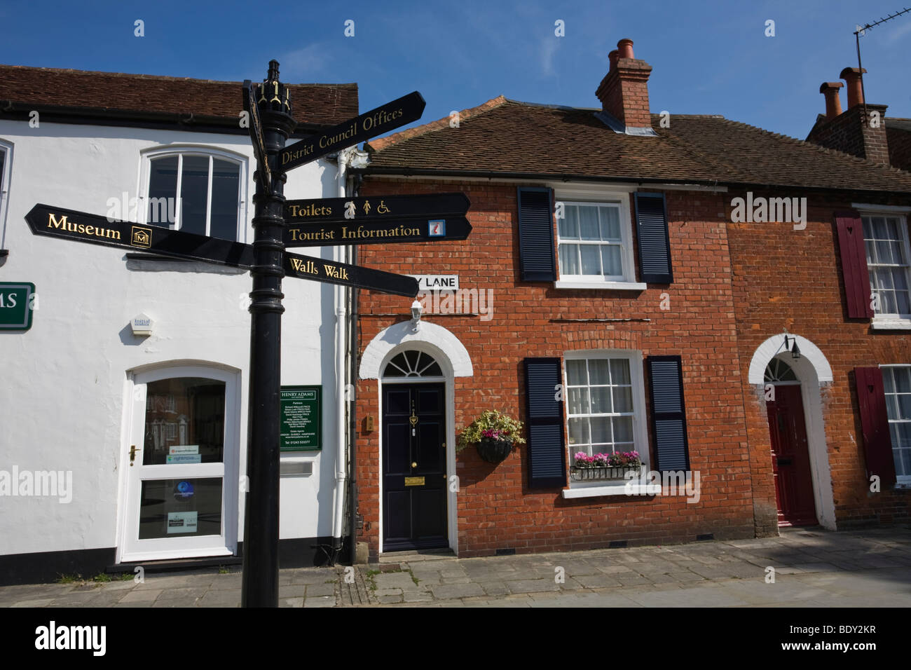 Directional signs, Friary Lane, Chichester, West Sussex Stock Photo - Alamy