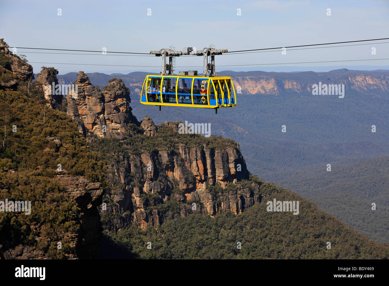 Scenic Skyway cable car from the Scenic World Complex in front of the ...