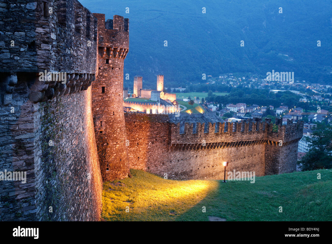 Unesco World Heritage Castles of Bellinzona, view to Castelgrande from ...