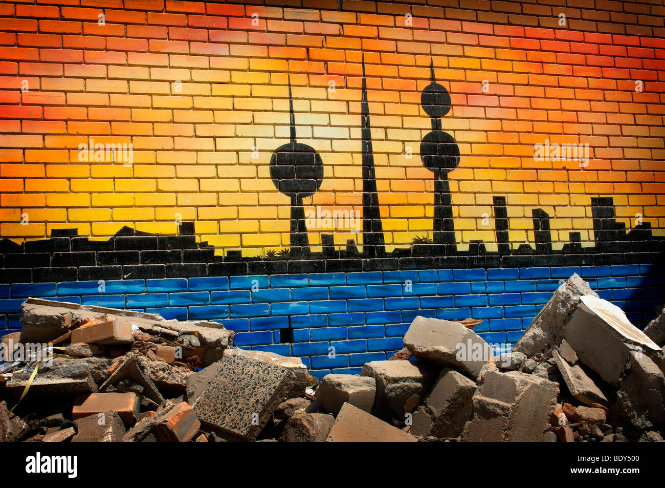 Painted murial of the kuwait towers hi-res stock photography and images ...