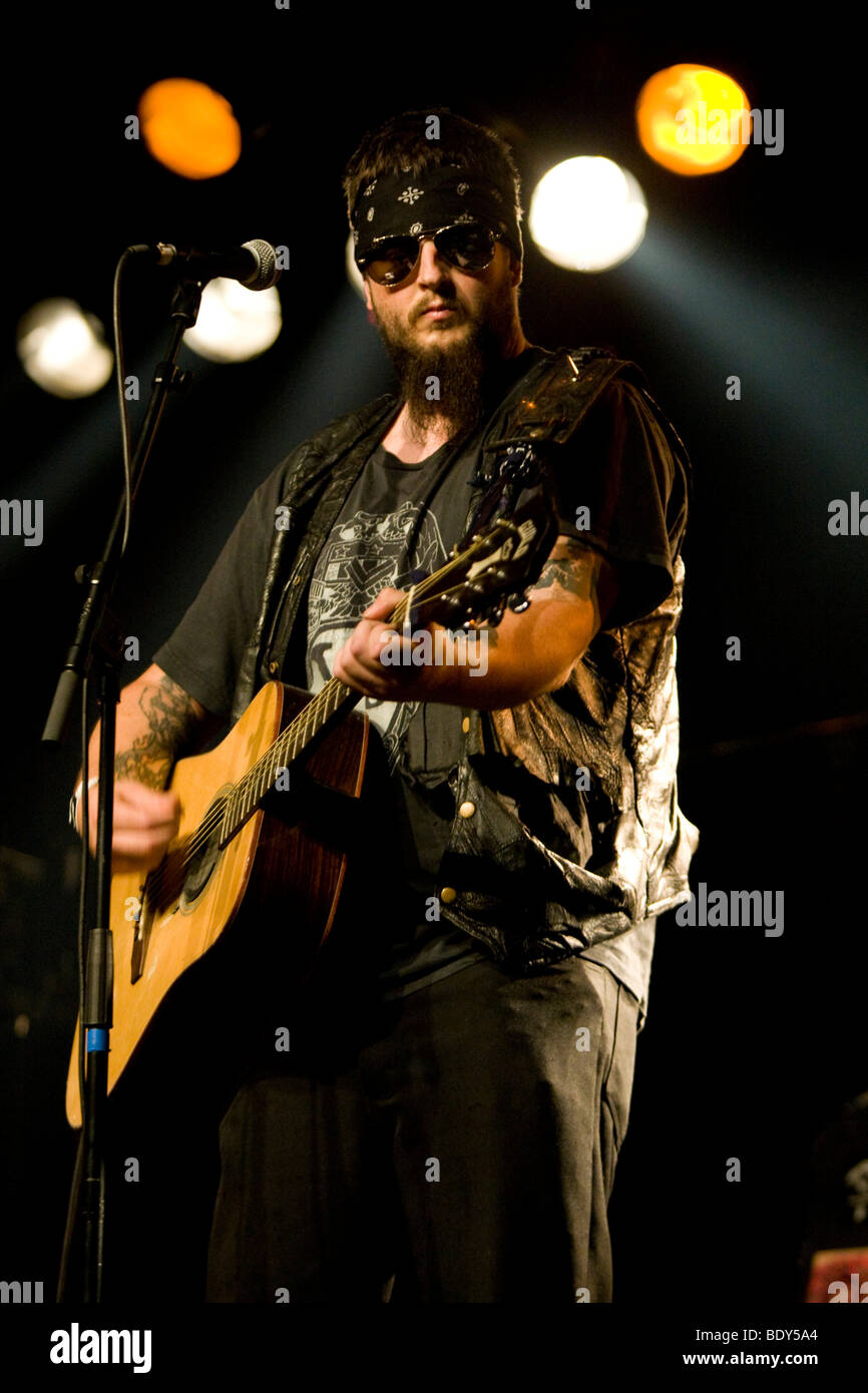 The U.S. country musician Bob Wayne live in the Schueuer concert hall ...