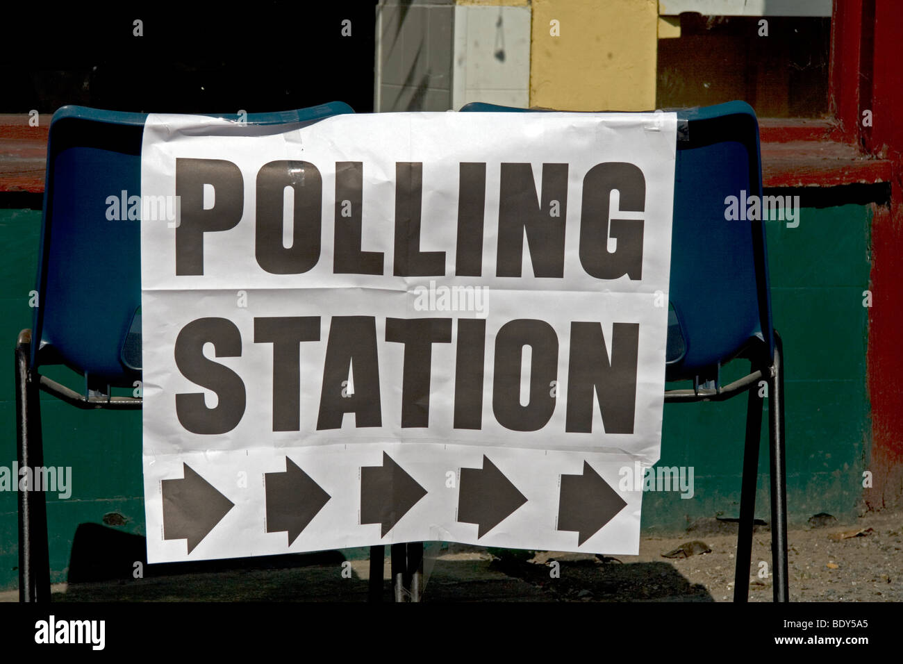 Polling station poster for elections Stock Photo - Alamy