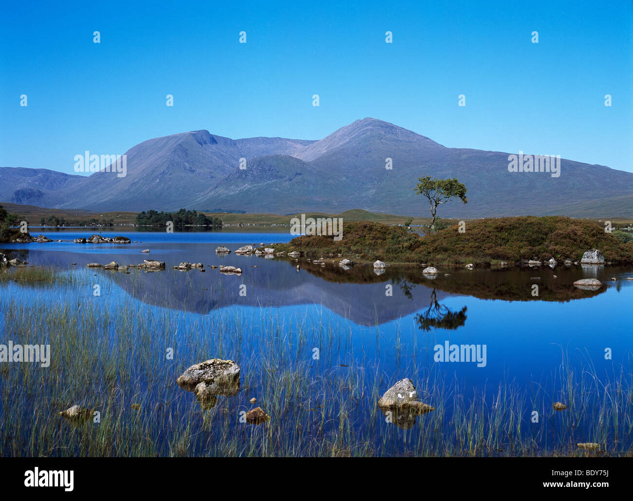 Rannoch moor, Scotland, View west to Black Mount over Lochan Na H ...