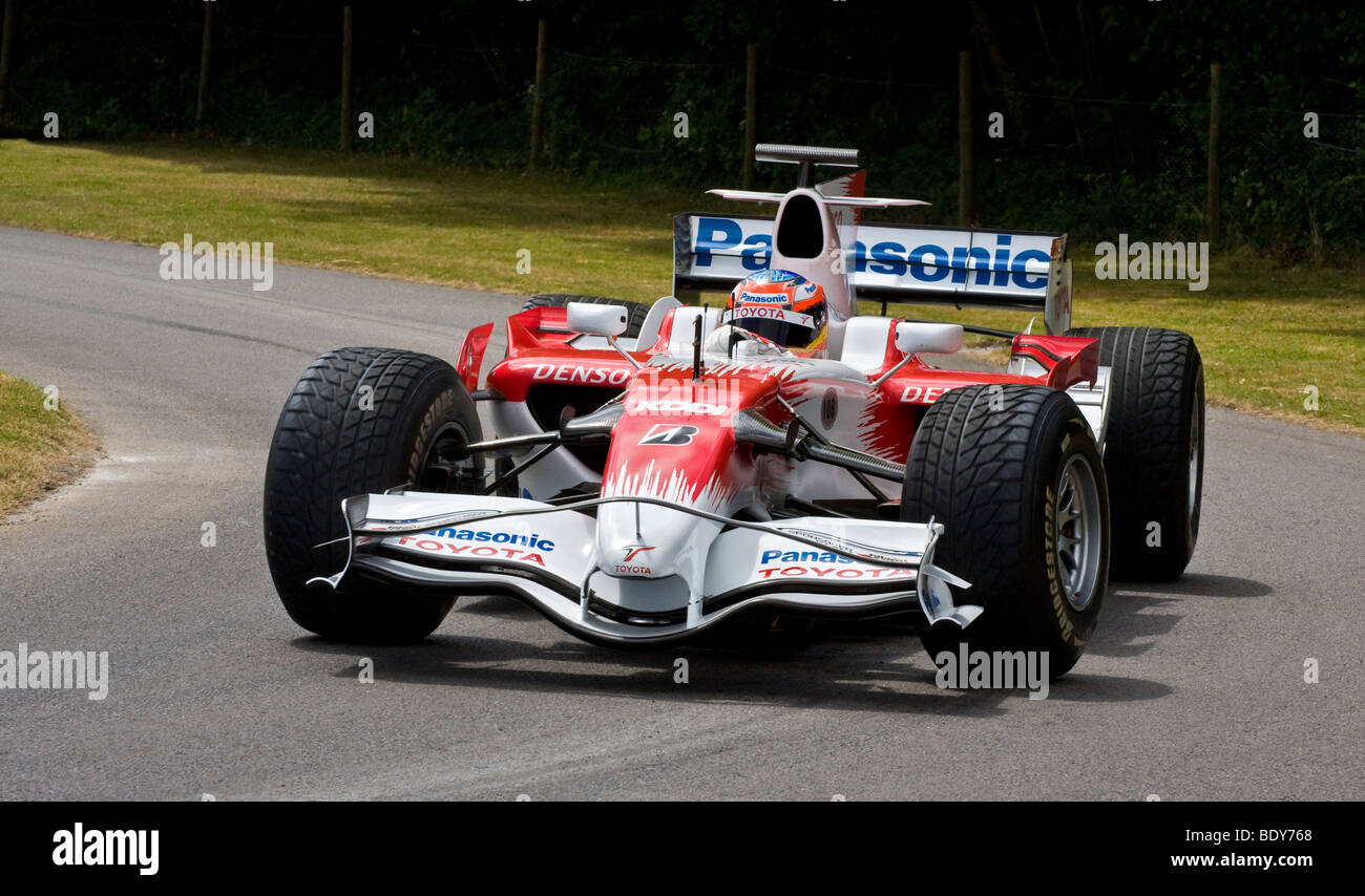 Timo Glock driving the 2008 Toyota TF108 F1 car at Goodwood Festival of ...
