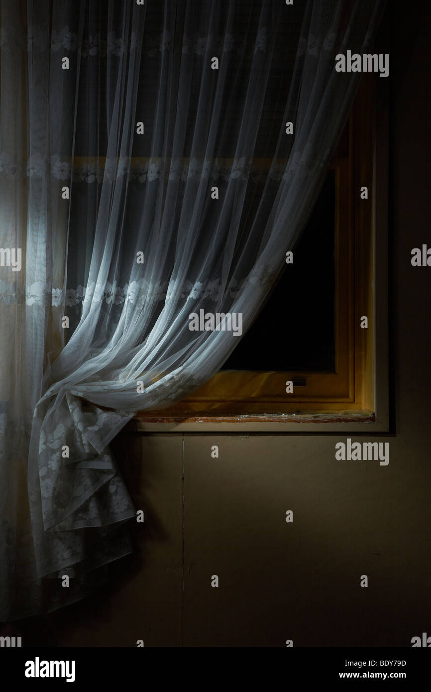 Old net curtains hi-res stock photography and images - Alamy