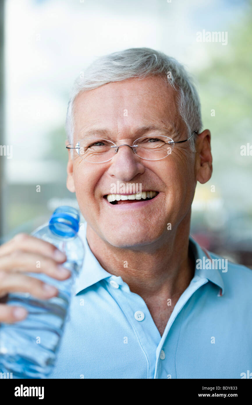 Senior Man Drinking Water Stock Photo - Alamy