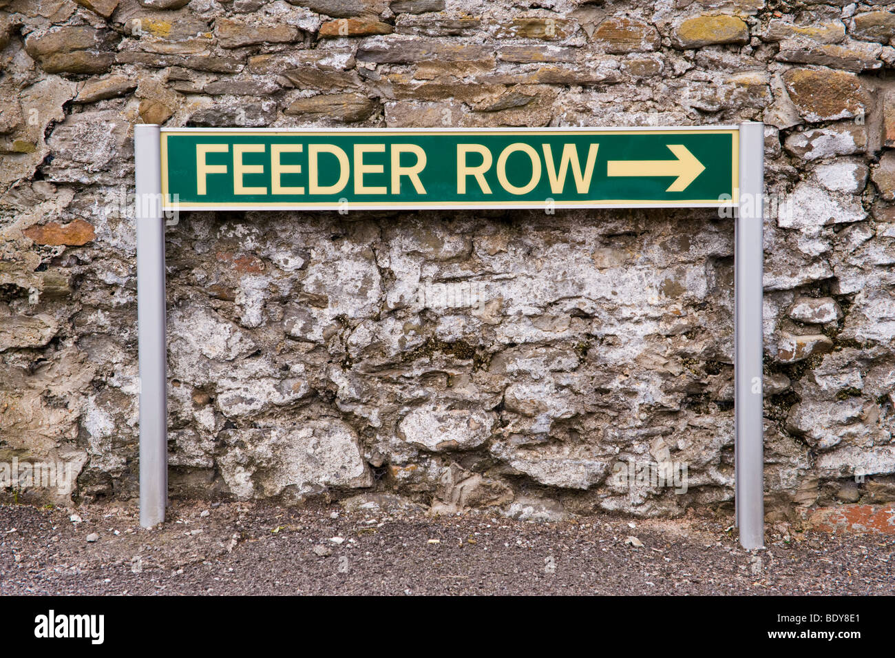 Street sign for FEEDER ROW in former mining village of Cwmcarn South ...