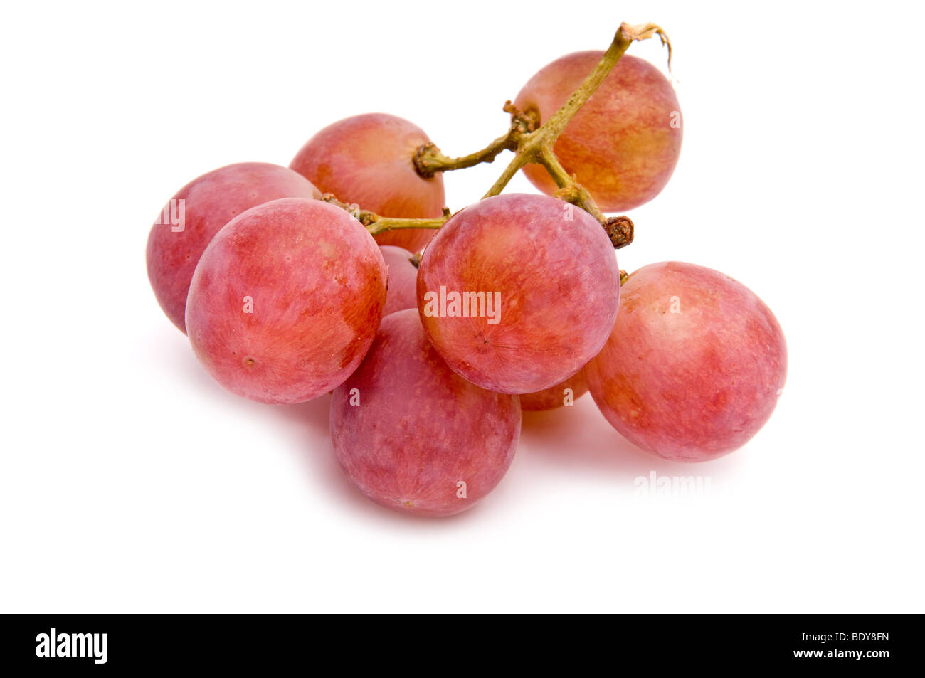 Pink grape cluster on white background Stock Photo - Alamy