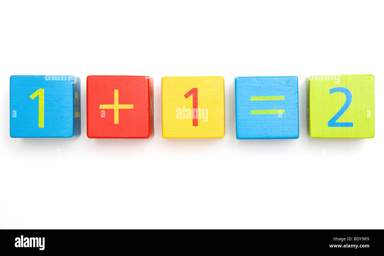 Child's building block showing a basic sum Stock Photo - Alamy