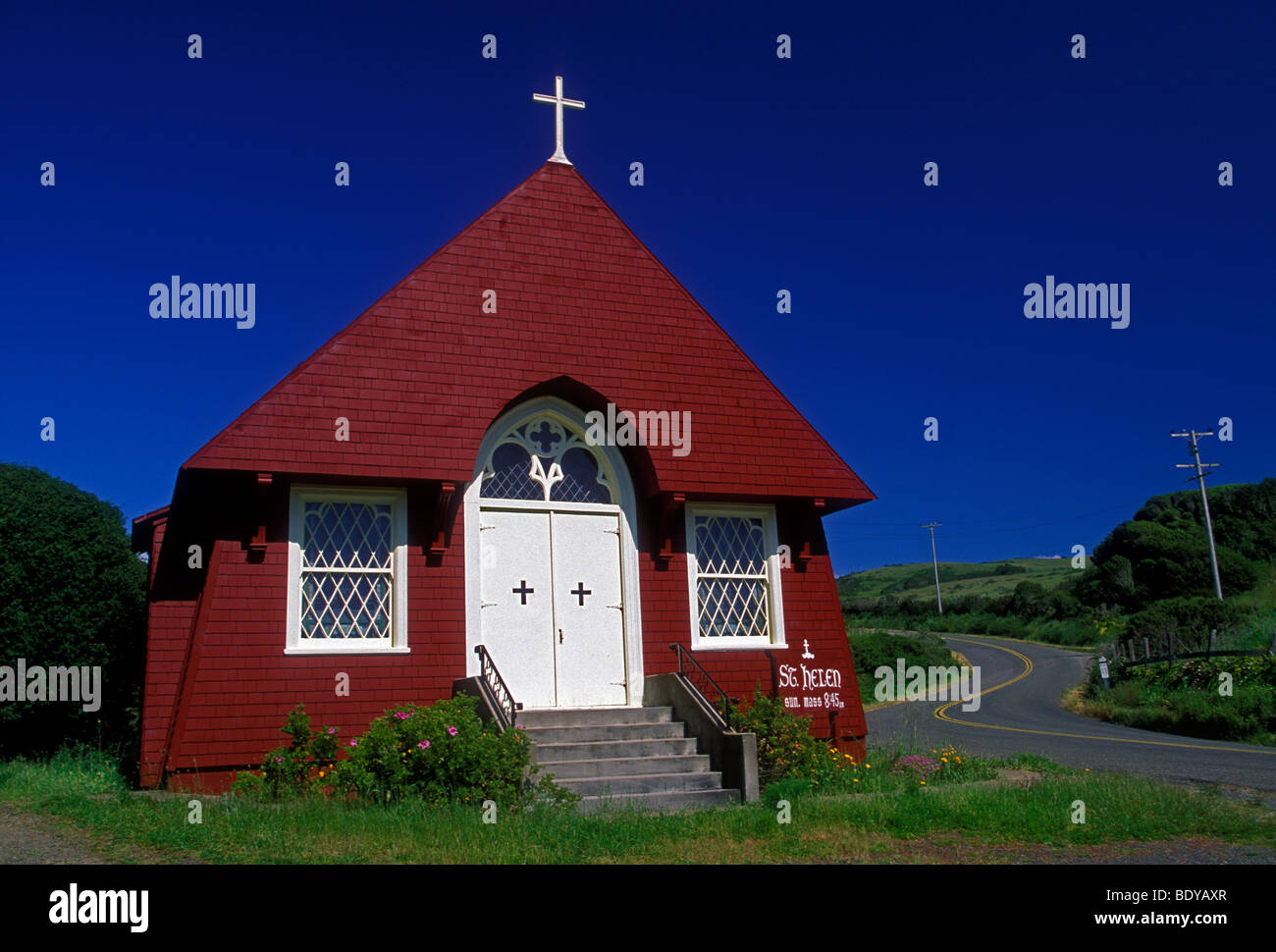 St Helen Catholic Church in town of Marshall in Marin County California ...