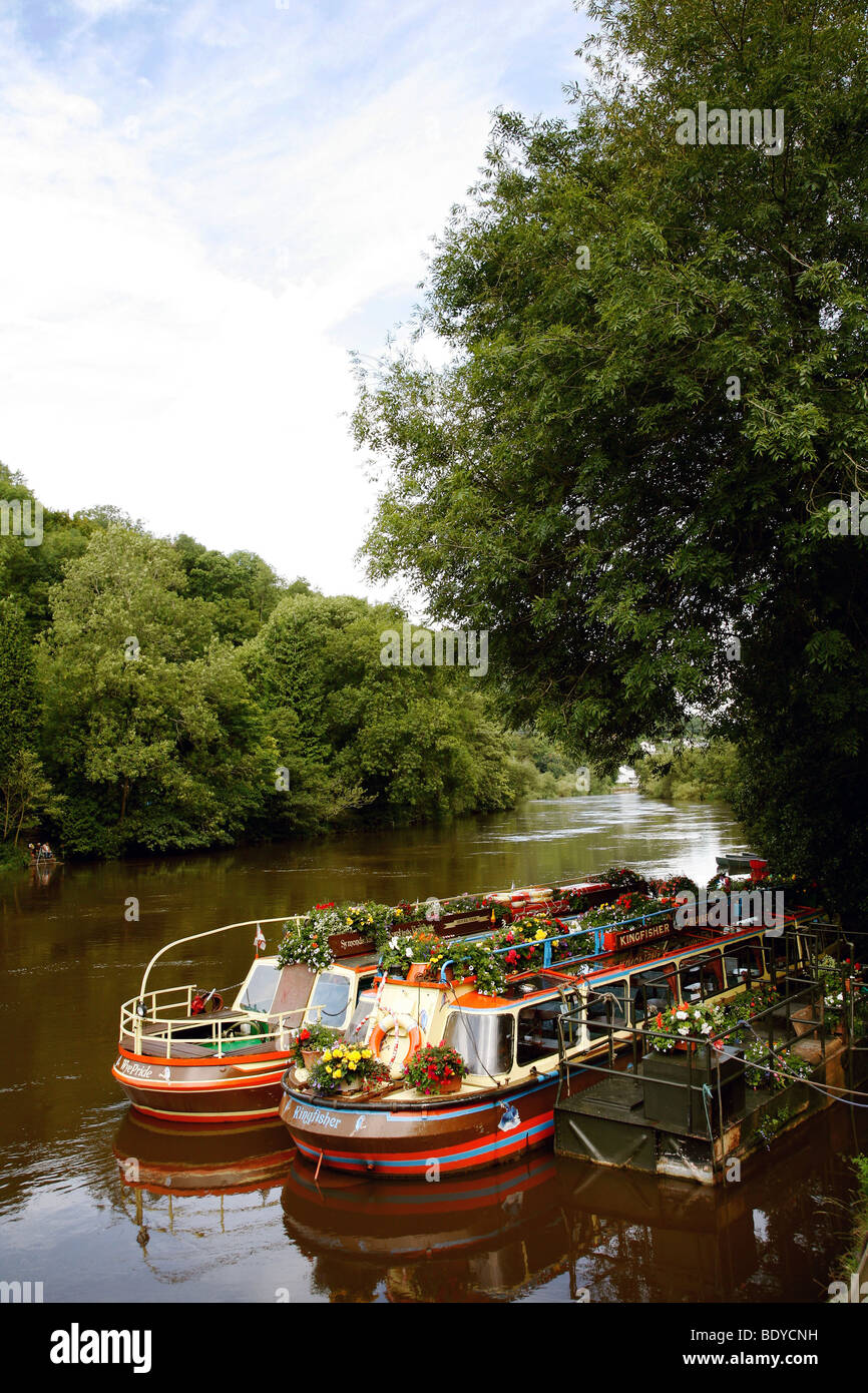 Narrow boats on the river, Ross on Wye Stock Photo - Alamy