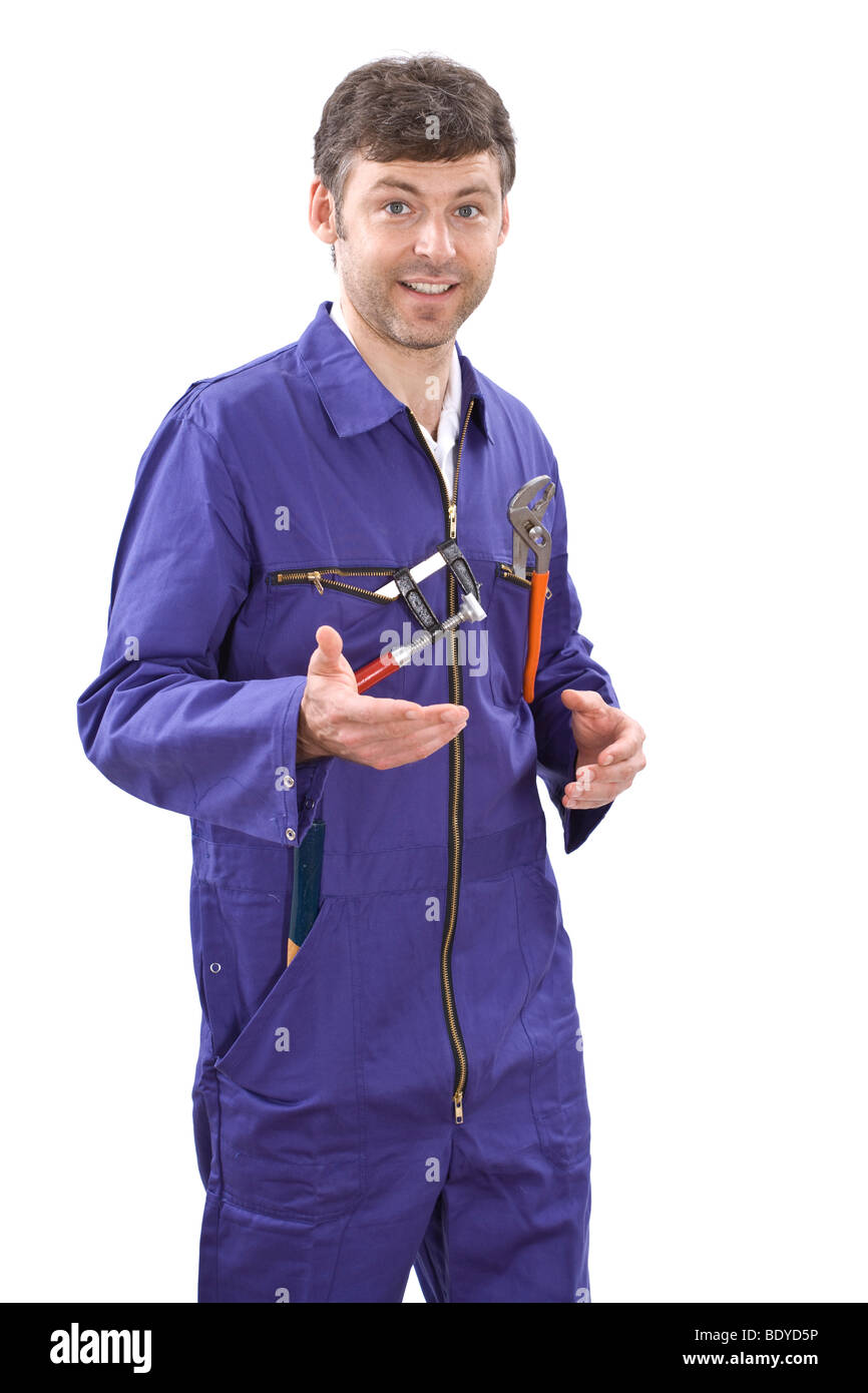 Man boiler suit smile hi-res stock photography and images - Alamy