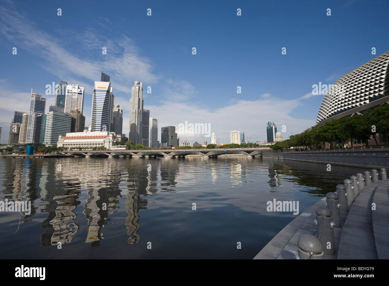 Business District and Marina Bay with Esplanade Arts Complex, Singapore ...